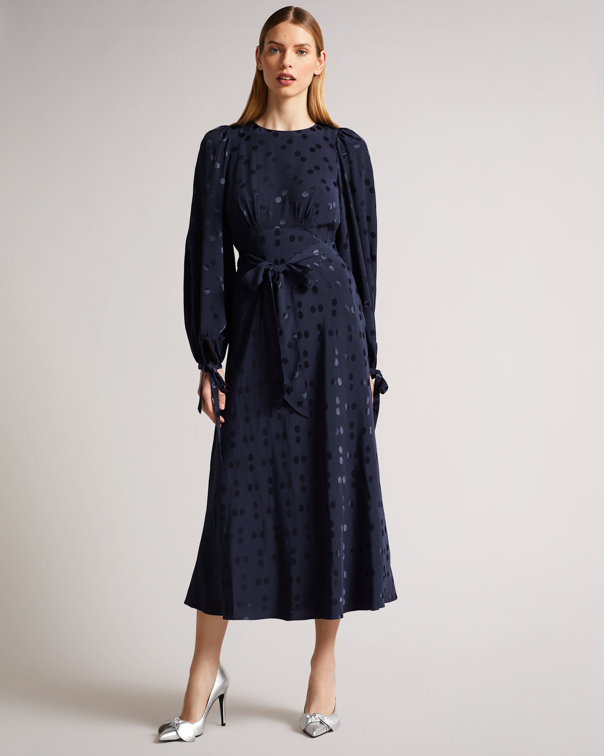 Shop Livela Spot Jacquard Midaxi Dress for Women Online | Ted Baker Kuwait