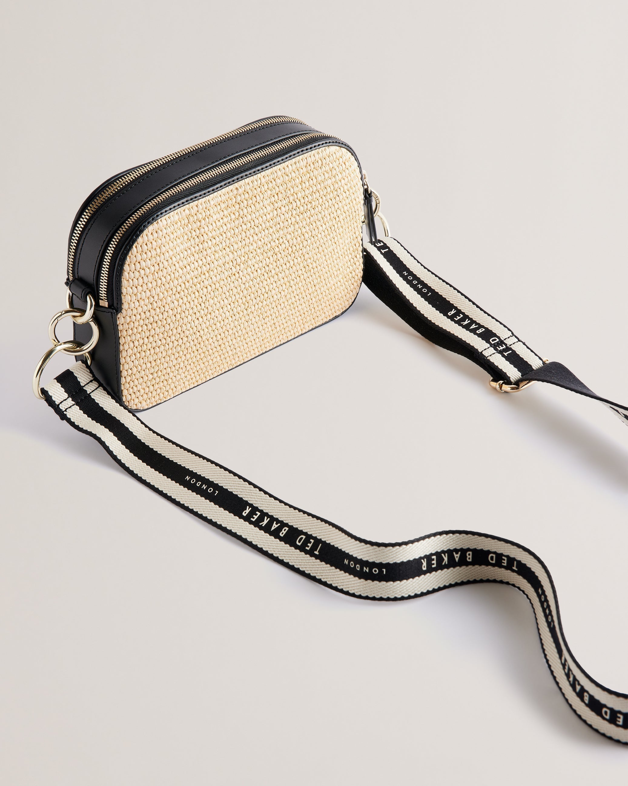 Shop Stelio Branded Webbing Faux Raffia Ca Black for Women Online | Ted ...